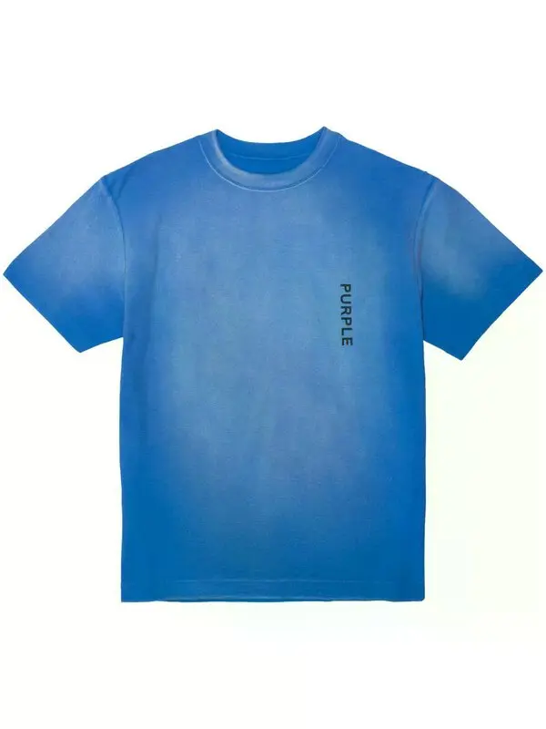 PURPLE BRAND Logo-print Faded Cotton T-shirt - Blue