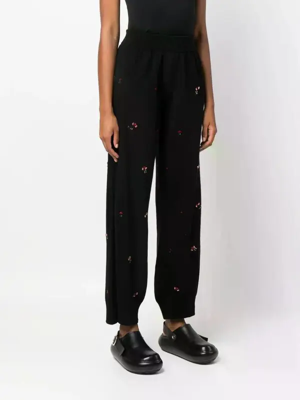 BARRIE Cashmere Trousers With Floral Embroidery