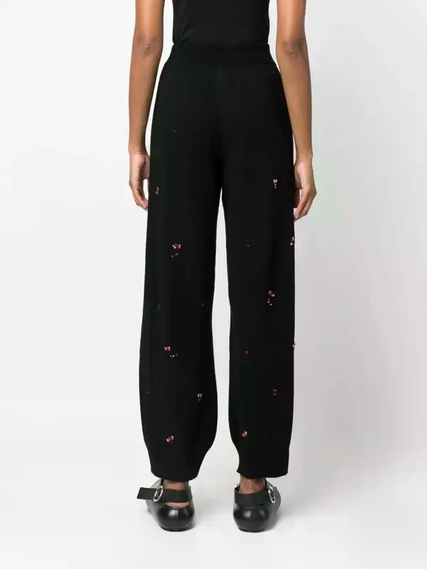 BARRIE Cashmere Trousers With Floral Embroidery