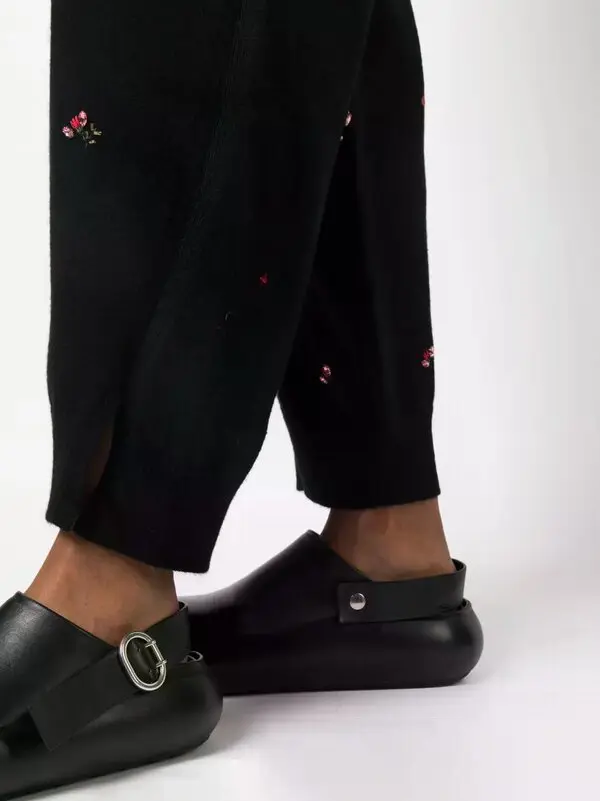 BARRIE Cashmere Trousers With Floral Embroidery