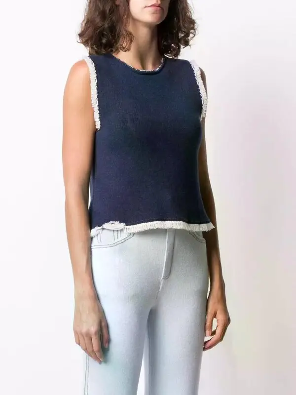 BARRIE Fringe-trim Top - Blue