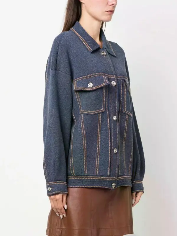 BARRIE Contrast-stitching Denim-effect Jacket