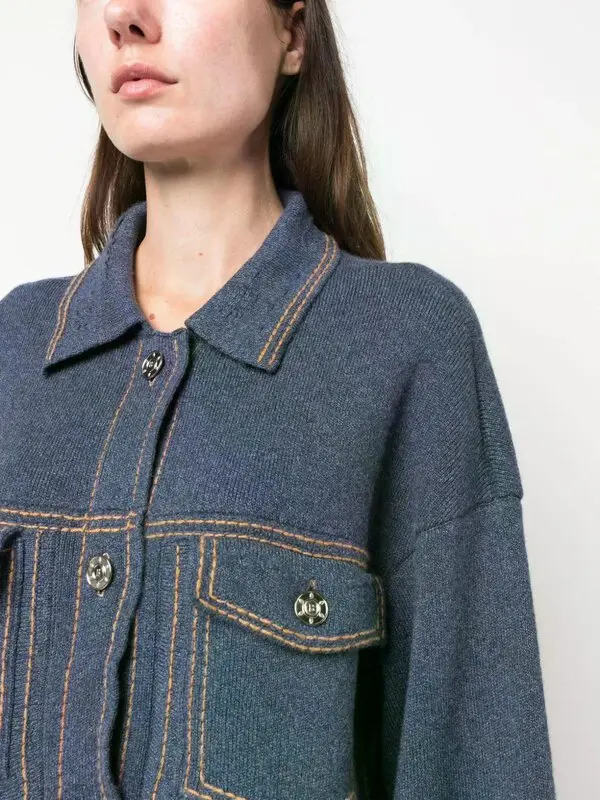 BARRIE Contrast-stitching Denim-effect Jacket