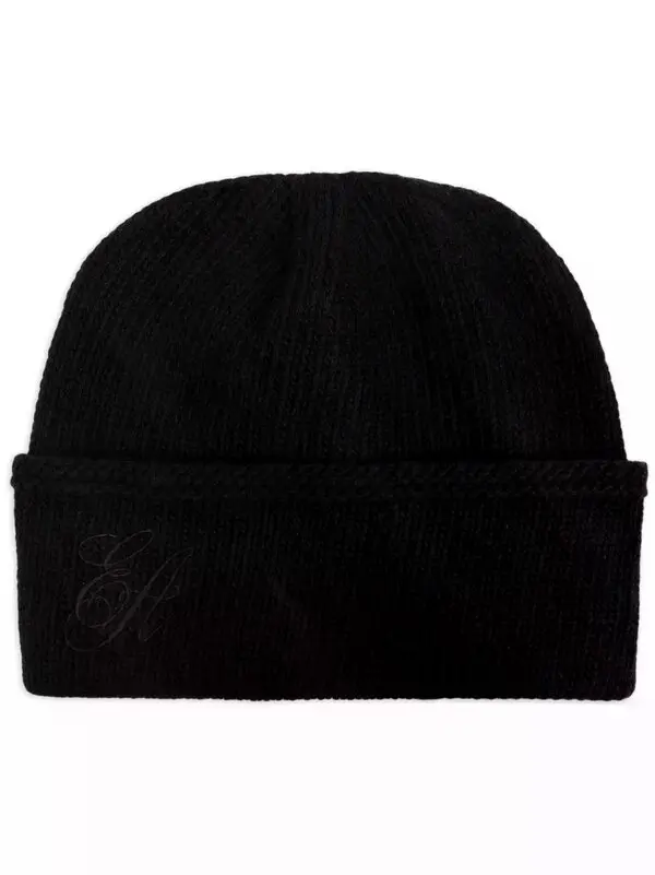 Emporio Armani Embroidered-logo Wool Beanie - Black
