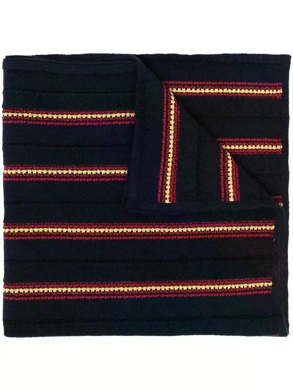 BARRIE Striped Knitted Scarf - Blue