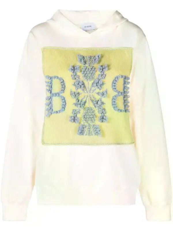 BARRIE Logo-patch Cotton Hoodie - Neutrals