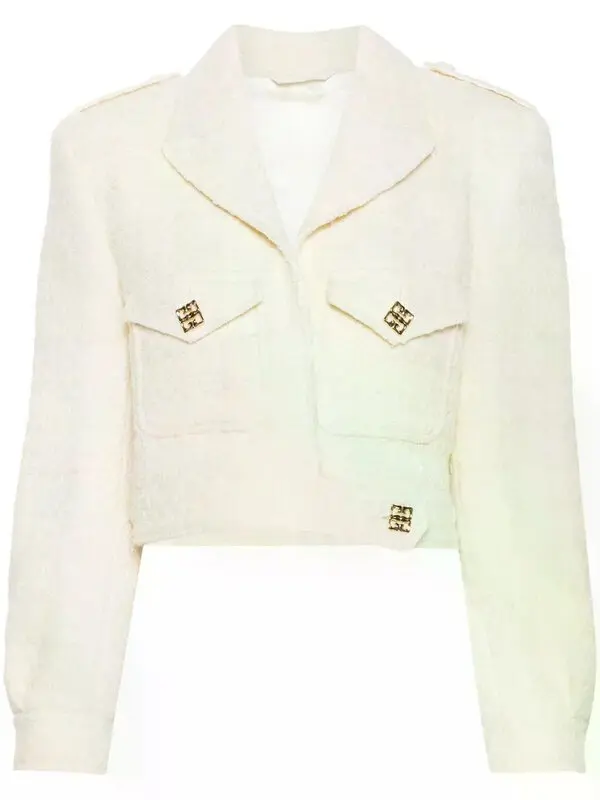 Givenchy Cropped Tweed Jacket - Neutrals