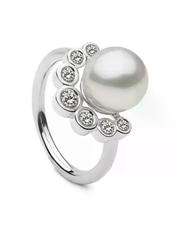 AUTORE MODA Brea Pearl And Diamond Ring - Silver