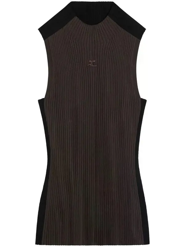 COURREGES Contrast Frame Ribbed Tank Top