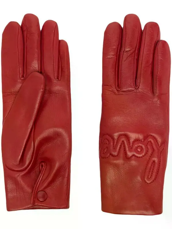 AGNELLE Decorative-stitching Leather Gloves - Red