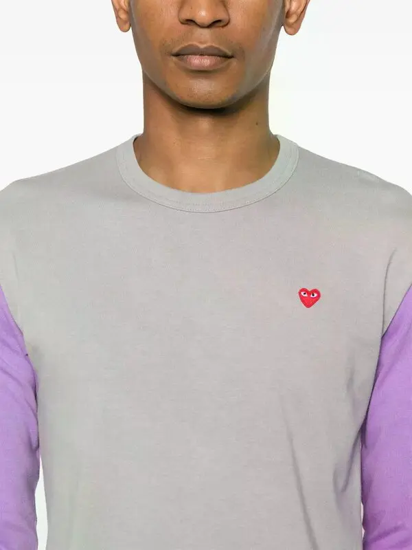 Play Comme Des Garcon Heart-patch T-shirt - Grey