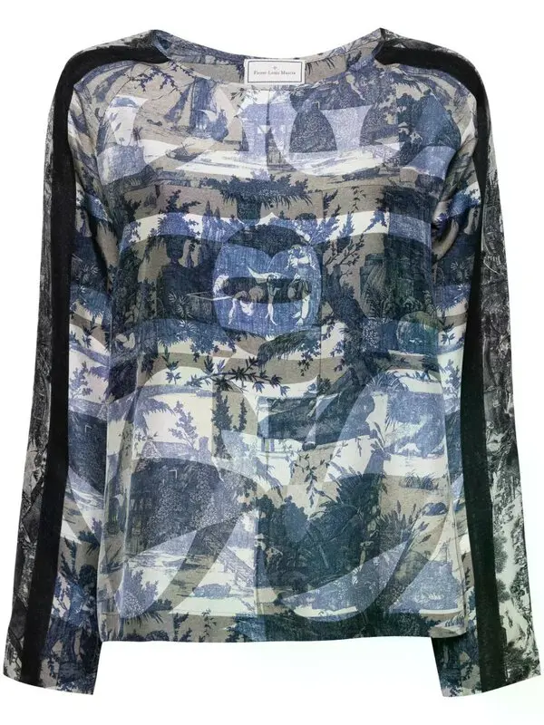 PIERRE-LOUIS MASCIA Floral Print Silk Blouse - Blue