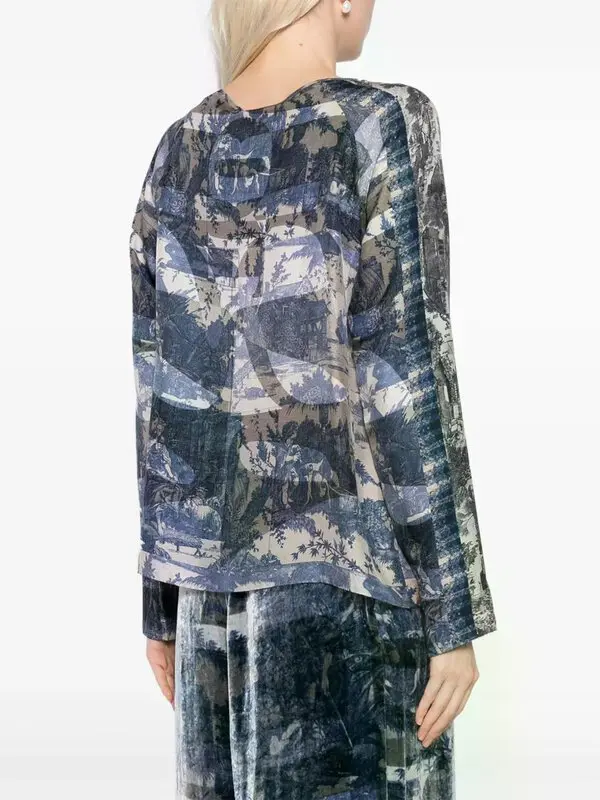 PIERRE-LOUIS MASCIA Floral Print Silk Blouse - Blue