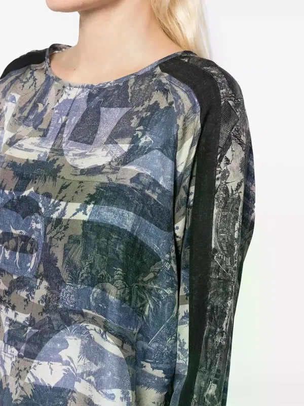 PIERRE-LOUIS MASCIA Floral Print Silk Blouse - Blue