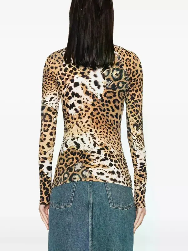 Roberto Cavalli Jaguar Skin-print Cut-out Blouse
