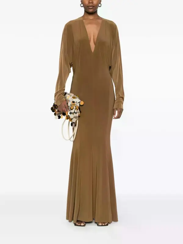 Norma Kamali V-neck Fishtail Gown
