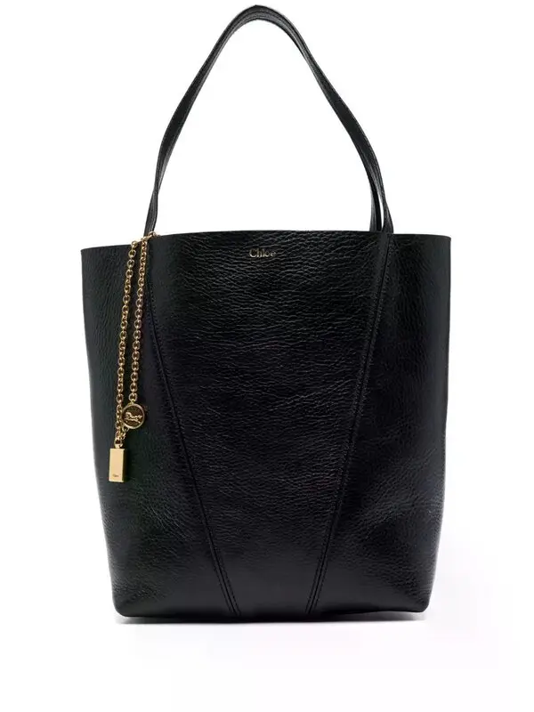 Chloé Spin Pebbled-leather Tote - Black