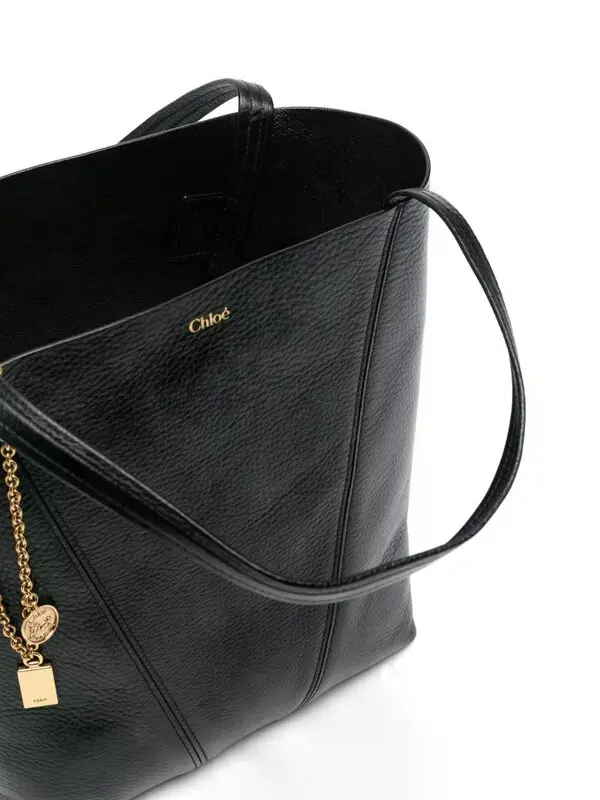 Chloé Spin Pebbled-leather Tote - Black