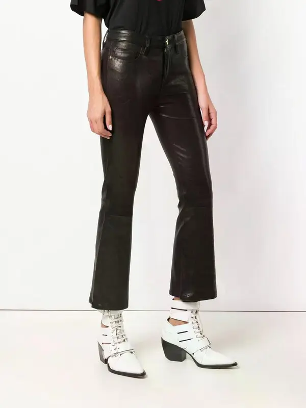 FRAME Kick Flare Lambskin Trousers
