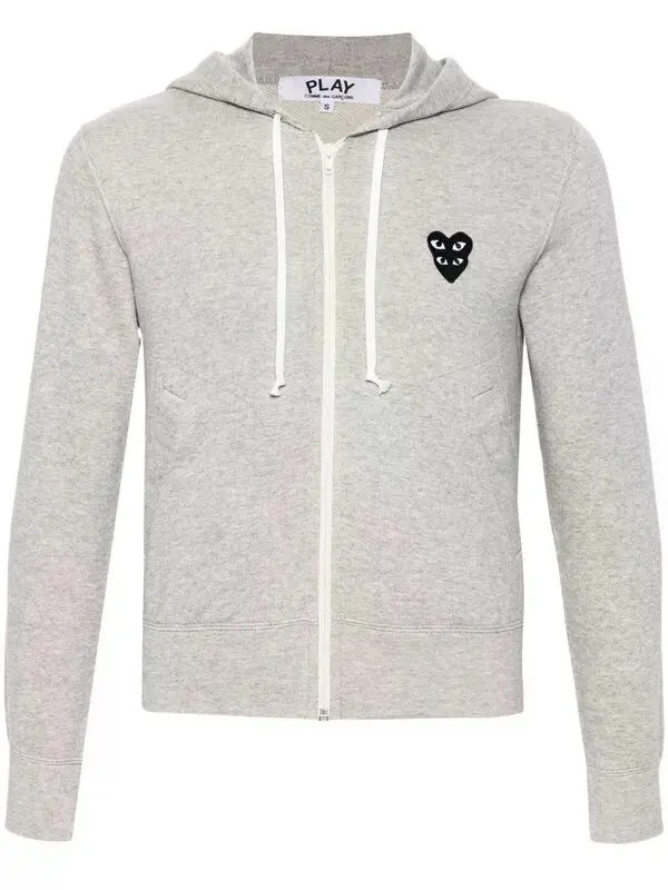 Play Comme Des Garcon Mélange-effect Cotton Hoodie - Grey