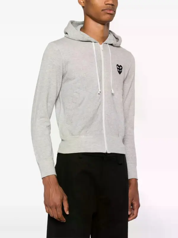 Play Comme Des Garcon Mélange-effect Cotton Hoodie - Grey