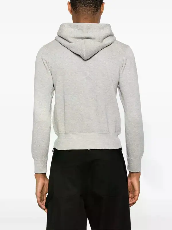 Play Comme Des Garcon Mélange-effect Cotton Hoodie - Grey