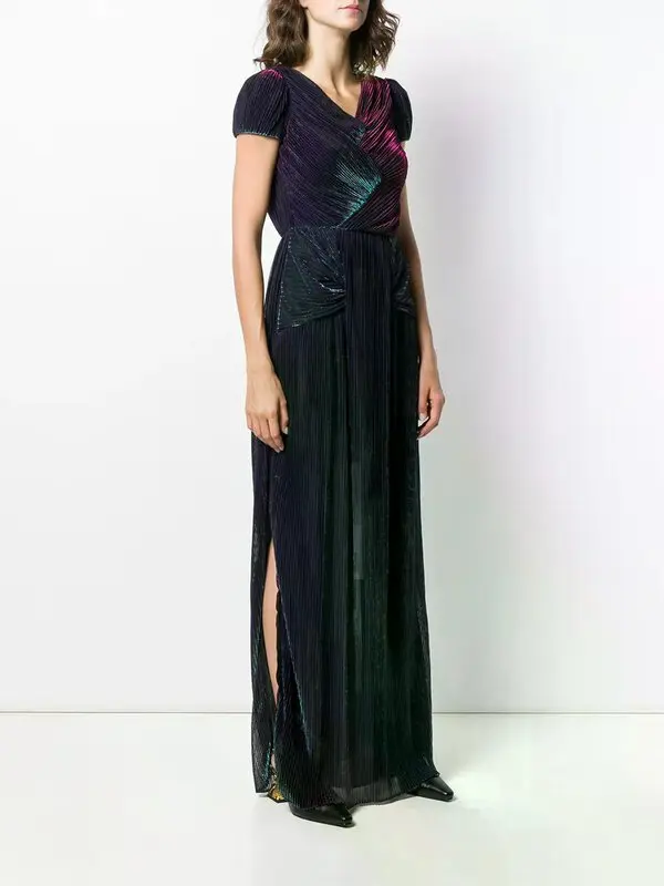 Marco De Vincenzo Metallic Sheen Pleated Dress
