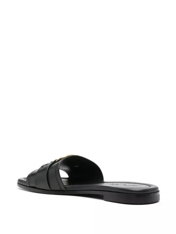 Moncler Bell Leather Slides - Black