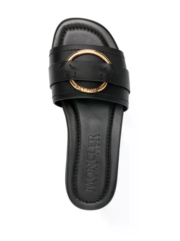 Moncler Bell Leather Slides - Black