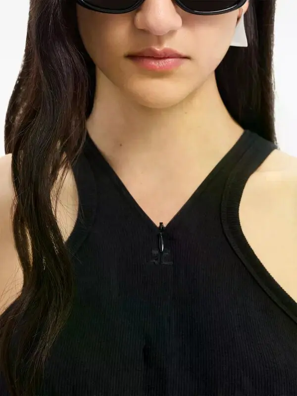 COURREGES Logo-embroidered Ribbed Tank Top