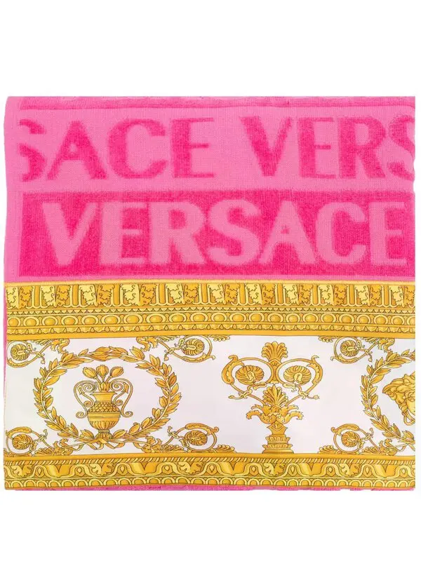 Versace Barocco-print Cotton Hand Towel - Pink