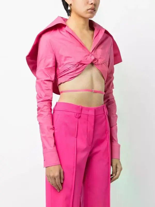 Jacquemus La Chemise Meio Cropped Shirt - Pink