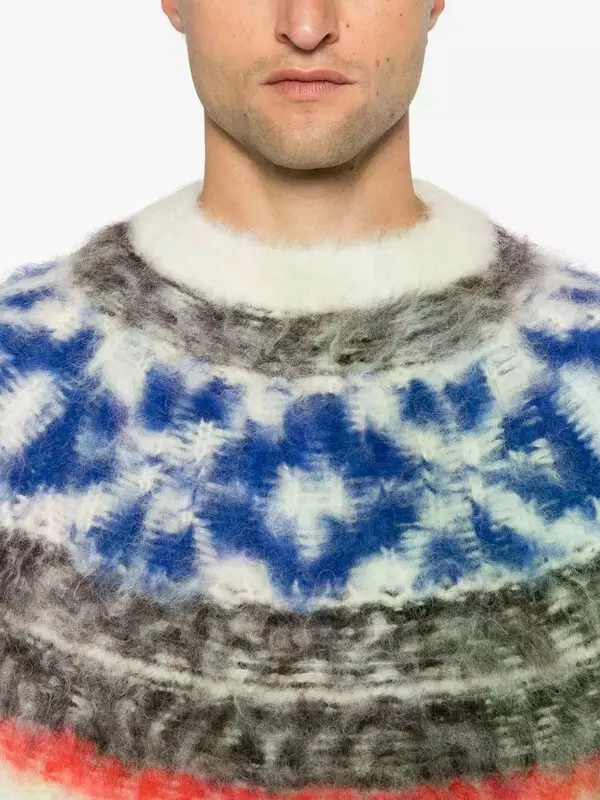 Sacai Brushed-effect Intarsia Knit Sweater