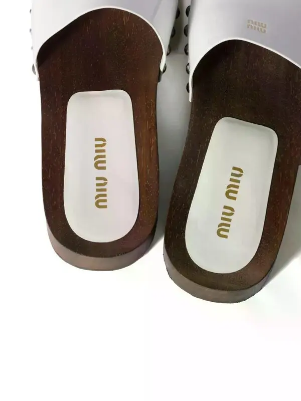 Miu Miu Patent-leather Clogs - White