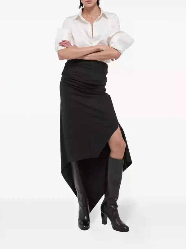 Helmut Lang Asymmetric Virgin Wool Midi Dress