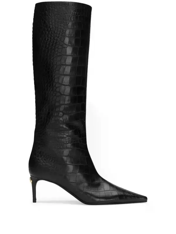 Dolce & Gabbana Crocodile-embossed Leather High Heel Boots