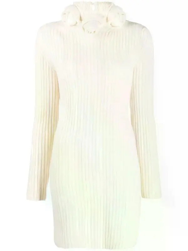 Blumarine Roll-neck Mini Dress - Neutrals