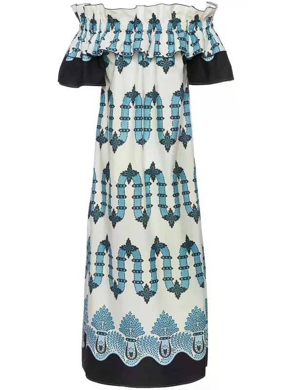 La DoubleJ Sirocco Print Off-shoulder Dress