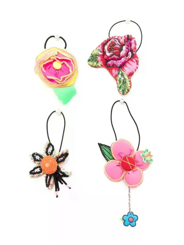 AMIR SLAMA Floral-appliqué Hair Scrunchie - Multicolour