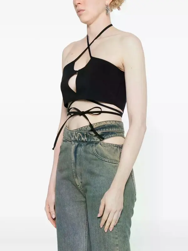 Rokh Crossover-straps Cropped Top