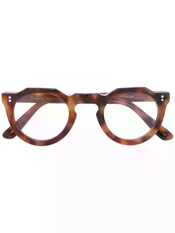 LESCA Round Tortoiseshell Eyeglasses - Brown