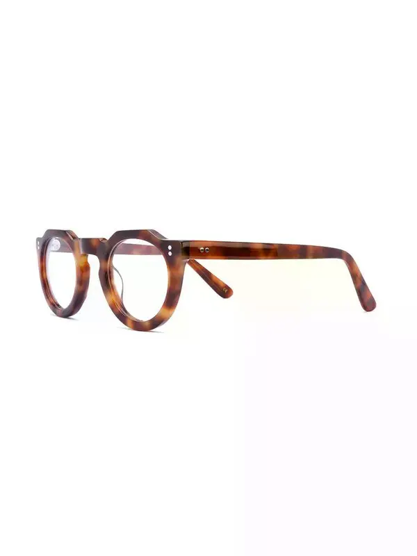 LESCA Round Tortoiseshell Eyeglasses - Brown
