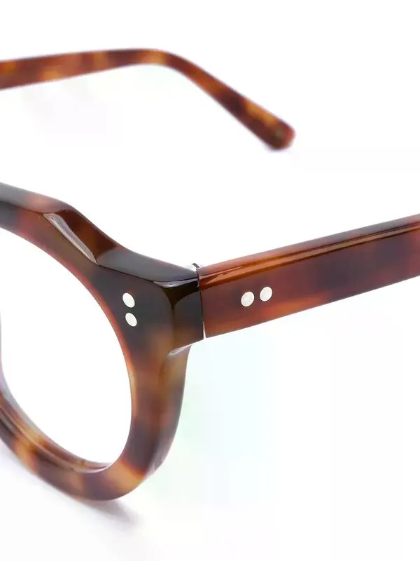 LESCA Round Tortoiseshell Eyeglasses - Brown