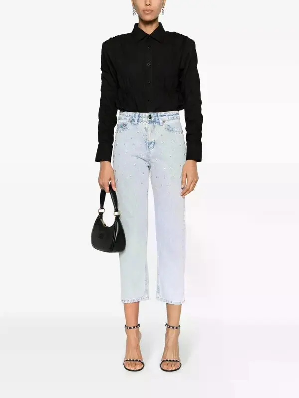 ANA RADU Crystal-embellished Cropped Jeans