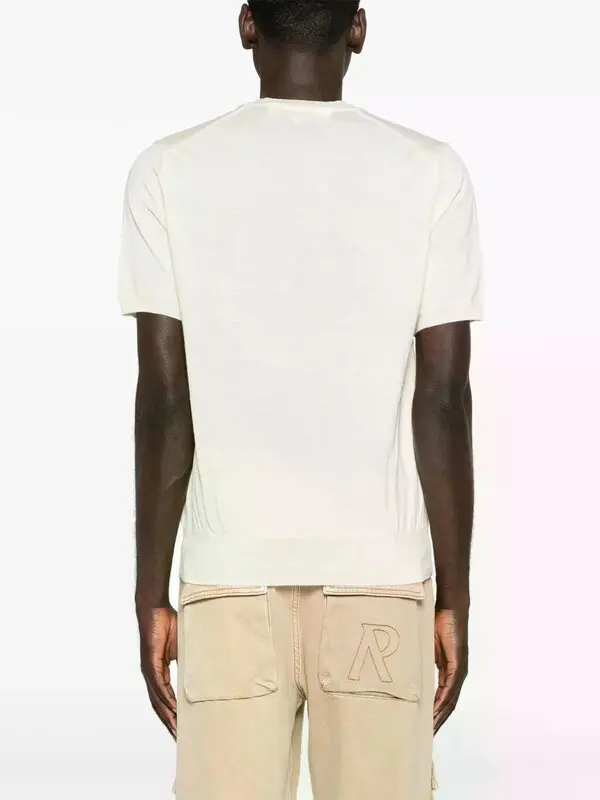 Play Comme Des Garcon Fine Knit V-neck Jumper With Heart Patch - White