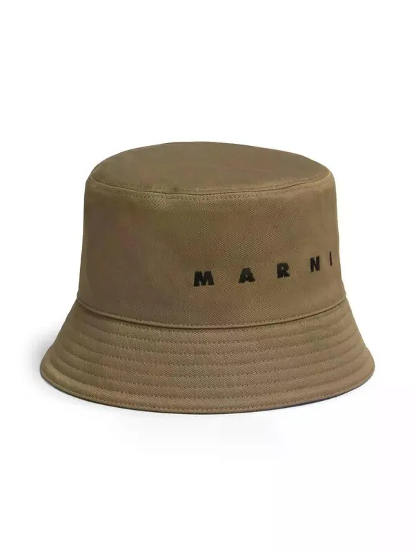 Marni Logo-embroidered Cotton Bucket Hat - Neutrals