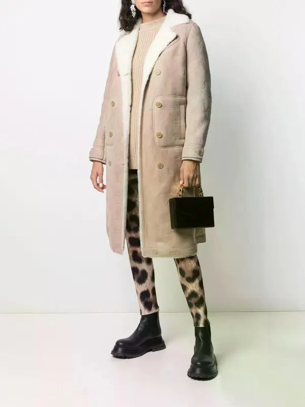 Philipp Plein Monogram-embossed Long Shearling Coat