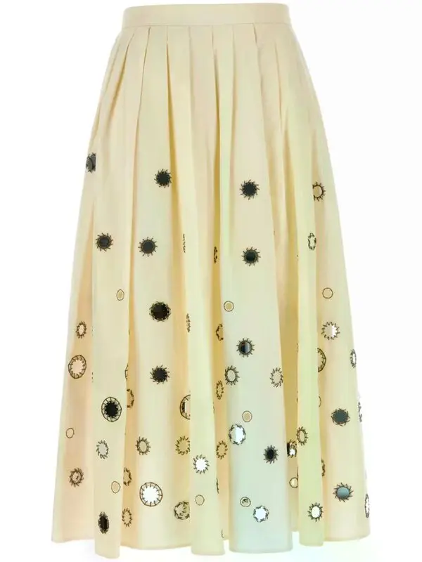 Prada Mirror-embellished Cotton Midi Skirt