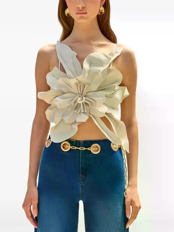 Cult Gaia Gabriela Nappa Leather Floral Tank Top