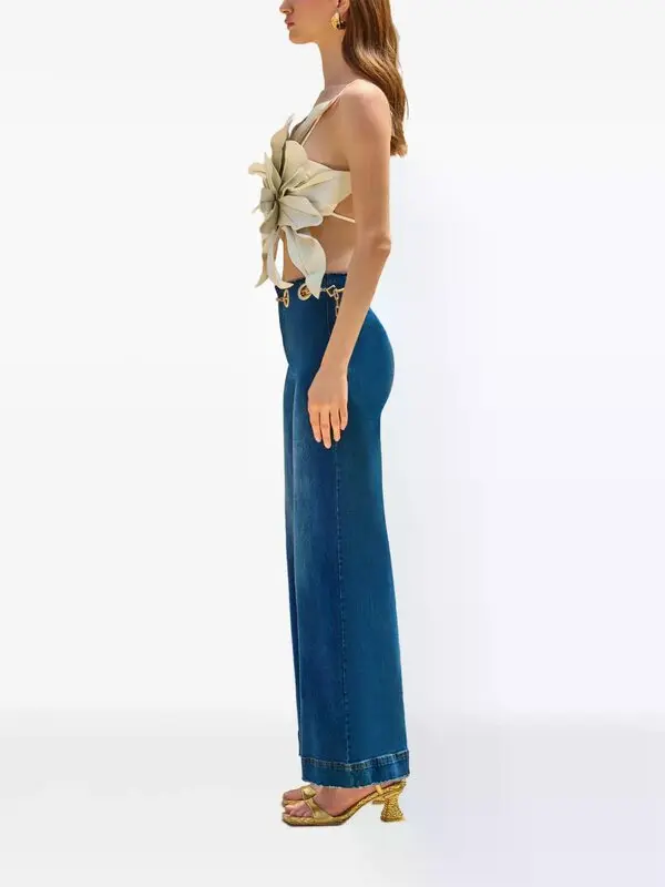 Cult Gaia Gabriela Nappa Leather Floral Tank Top